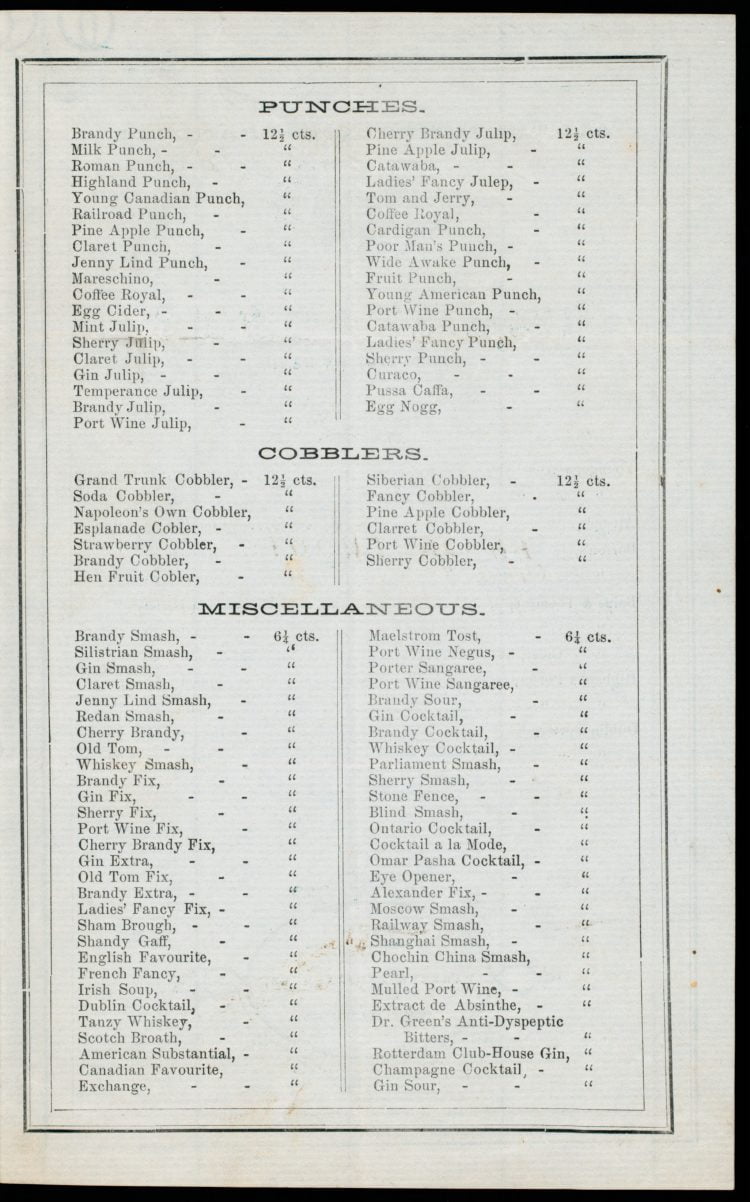 Mart Ackerman’s Saloon (Toronto, 1855) - Art of Drink